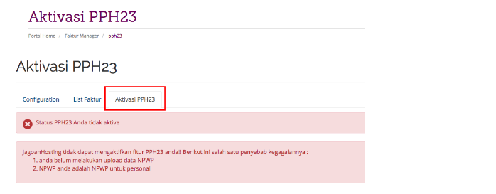 Cara melakukan aktivasi PPh23 - Knowledge Base Jagoan Hosting Indonesia