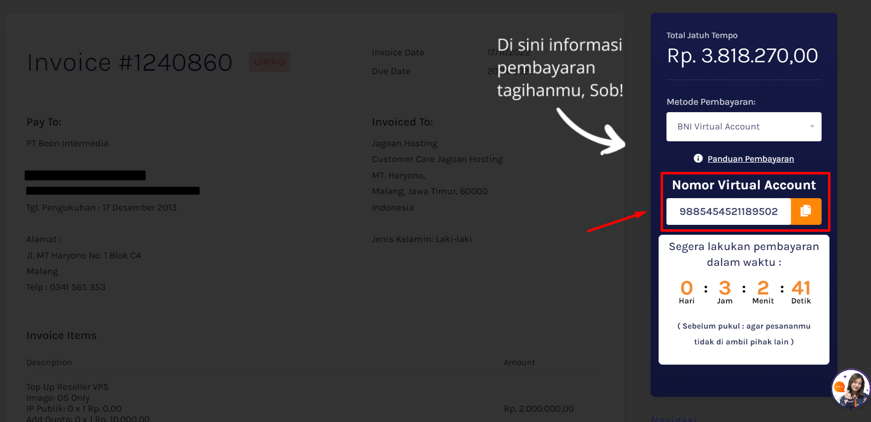 Cara Pembayaran Via BNI di Layanan Jagoan Hosting