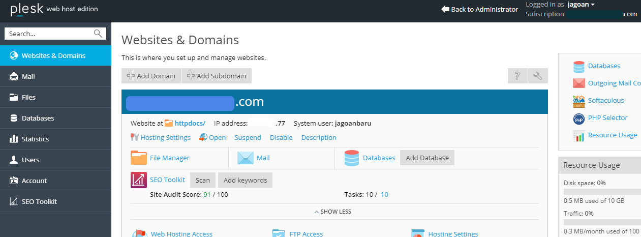 Panduan Untuk Create Database dan User di Reseller Hosting Plesk - Knowledge Base Jagoan Hosting ...
