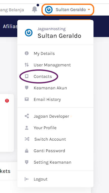 Cara menambah Contacts / Sub-Accounts Jagoanhosting - Knowledge Base Jagoan Hosting Indonesia