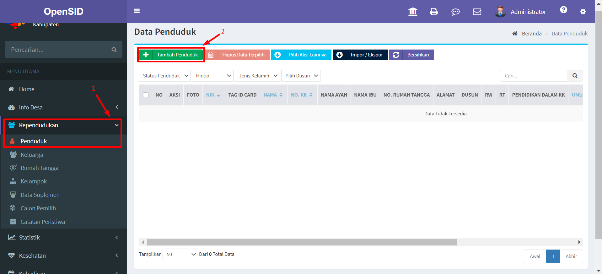 Melengkapi Data Penduduk pada OpenSID - Knowledge Base Jagoan Hosting Indonesia