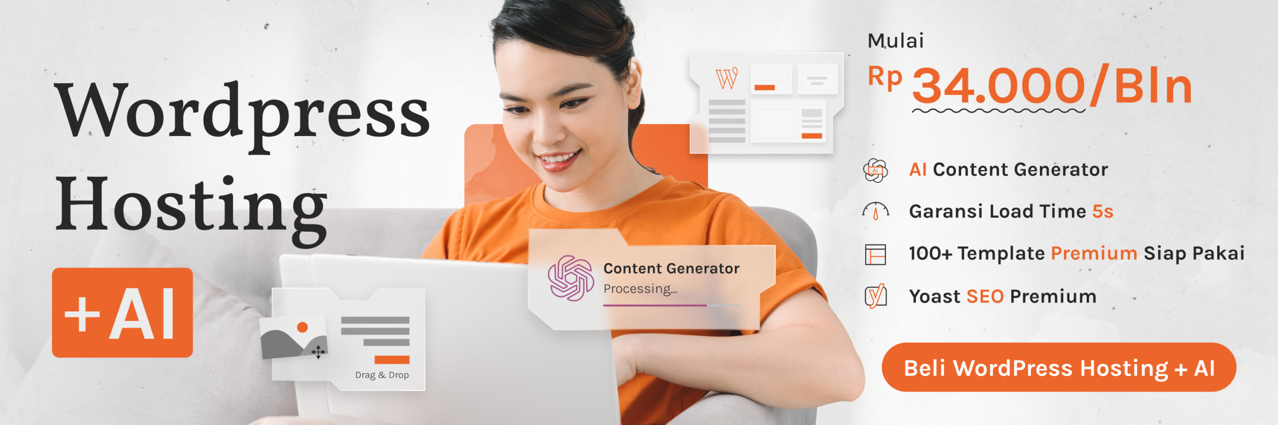 WordPress Hosting Indonesia - 5s Load Time & AI Powered